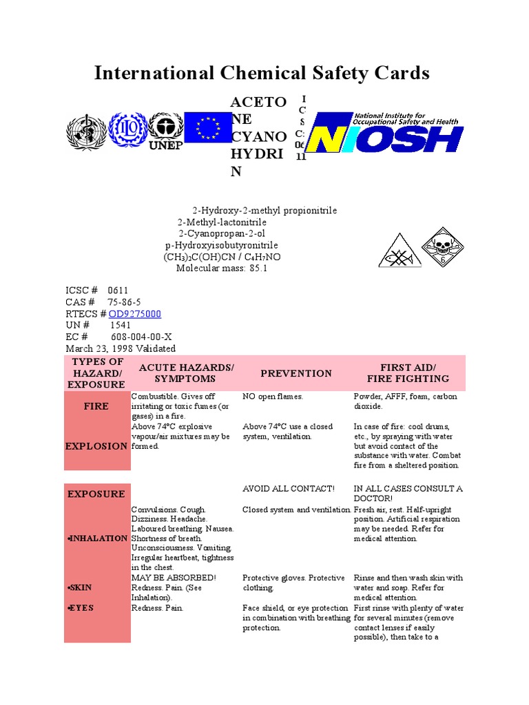 International Chemical Safety Cards | PDF | Chemical Substances ...