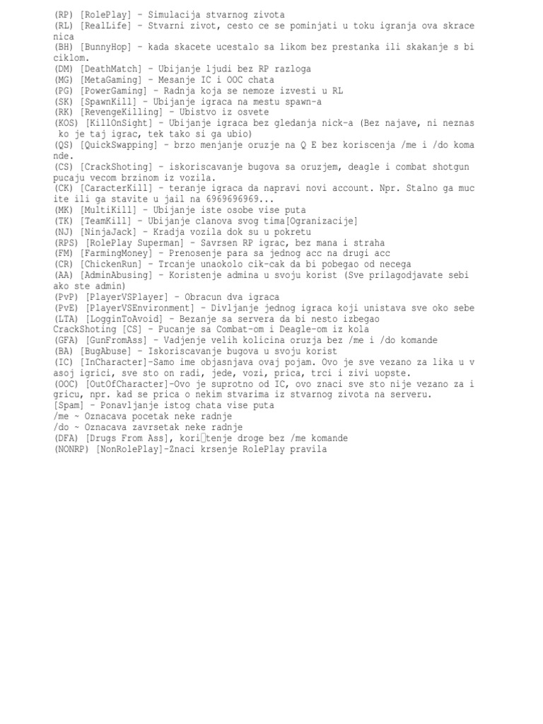 Role Play Pravila | PDF