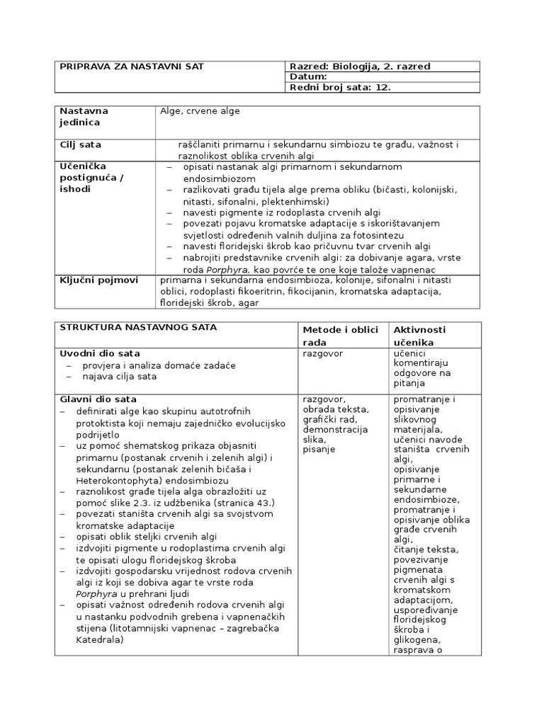 Priprema 12. Alge Crvene Alge | PDF