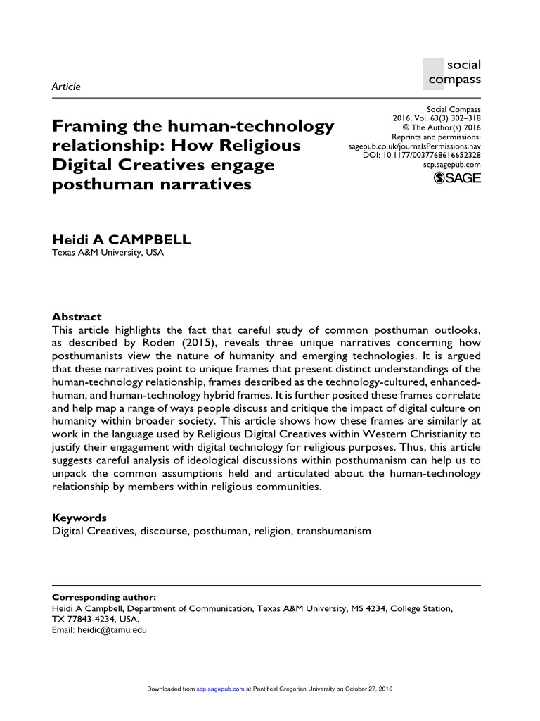 Social Compass 2016 Campbell 302 18 | PDF | Transhumanism | Framing ...