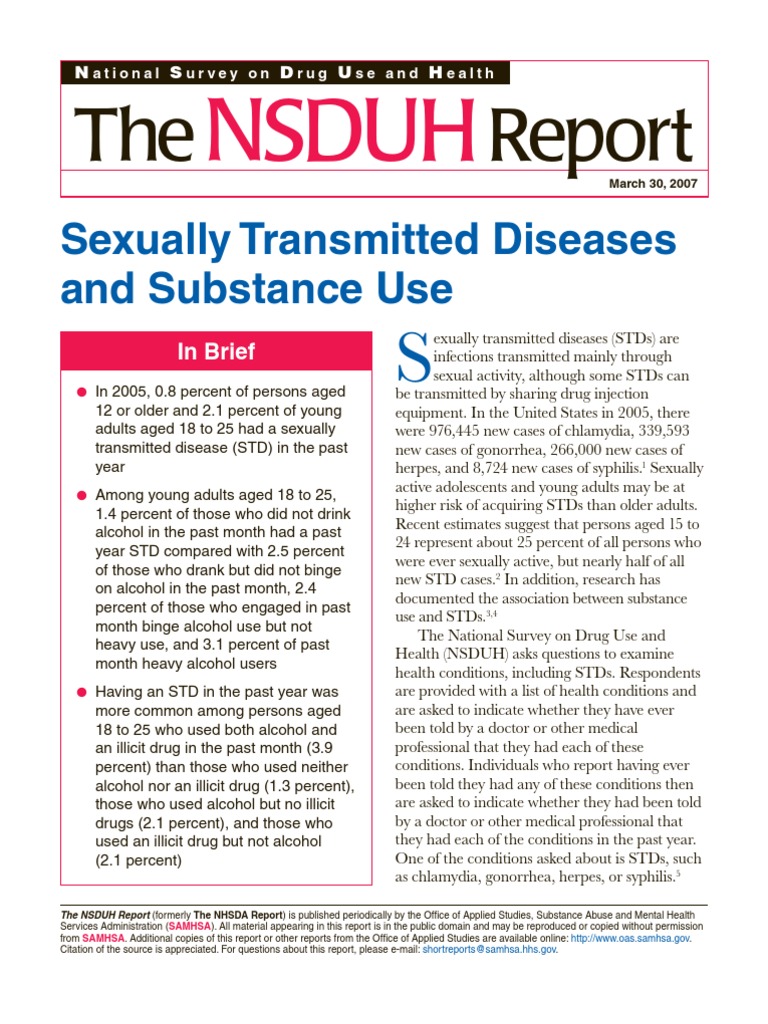 Nsduh: Sexually Transmitted Diseases and Substance Use | Download Free PDF | Sexually ...