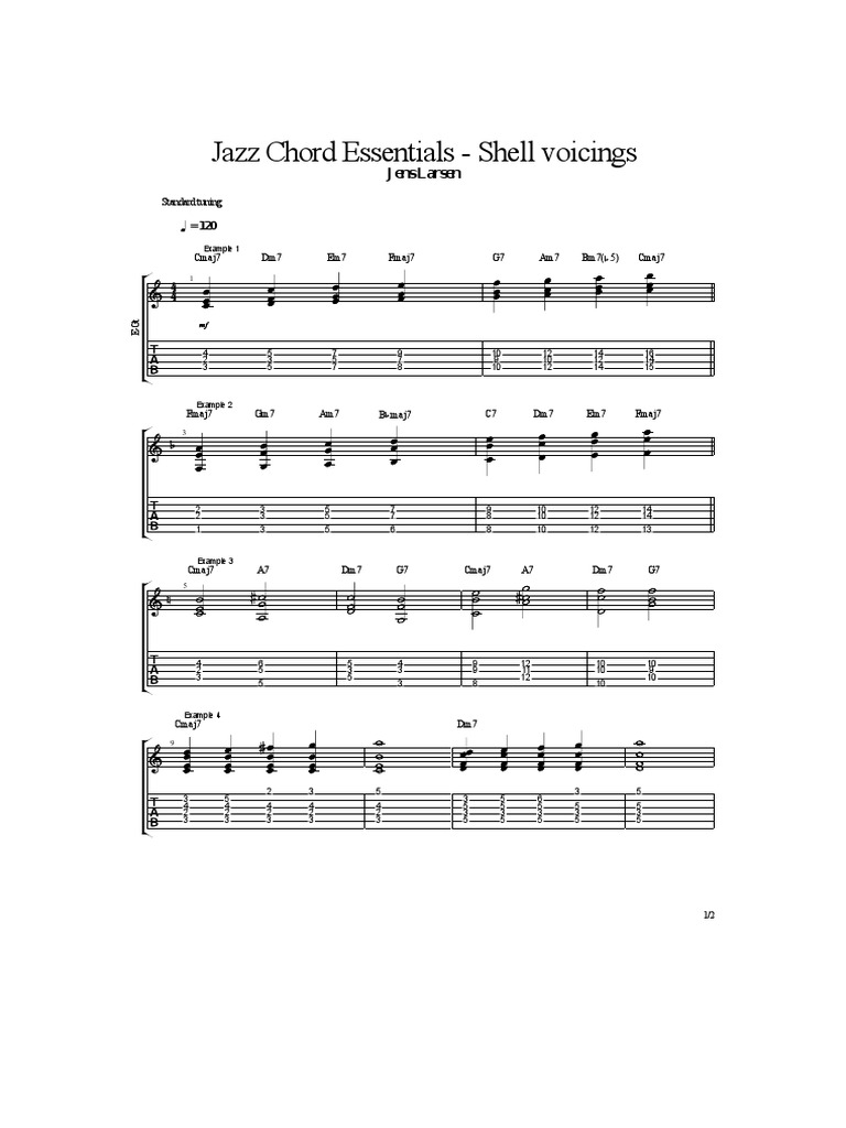 Jazz Chord Shell Voicings Guide | PDF | Guitar Family Instruments ...