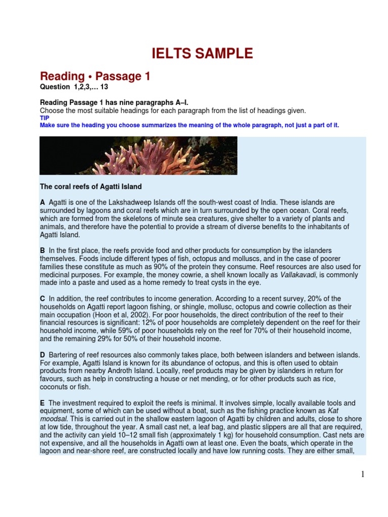 Ielts Sample | PDF | Coral Reef | Coral