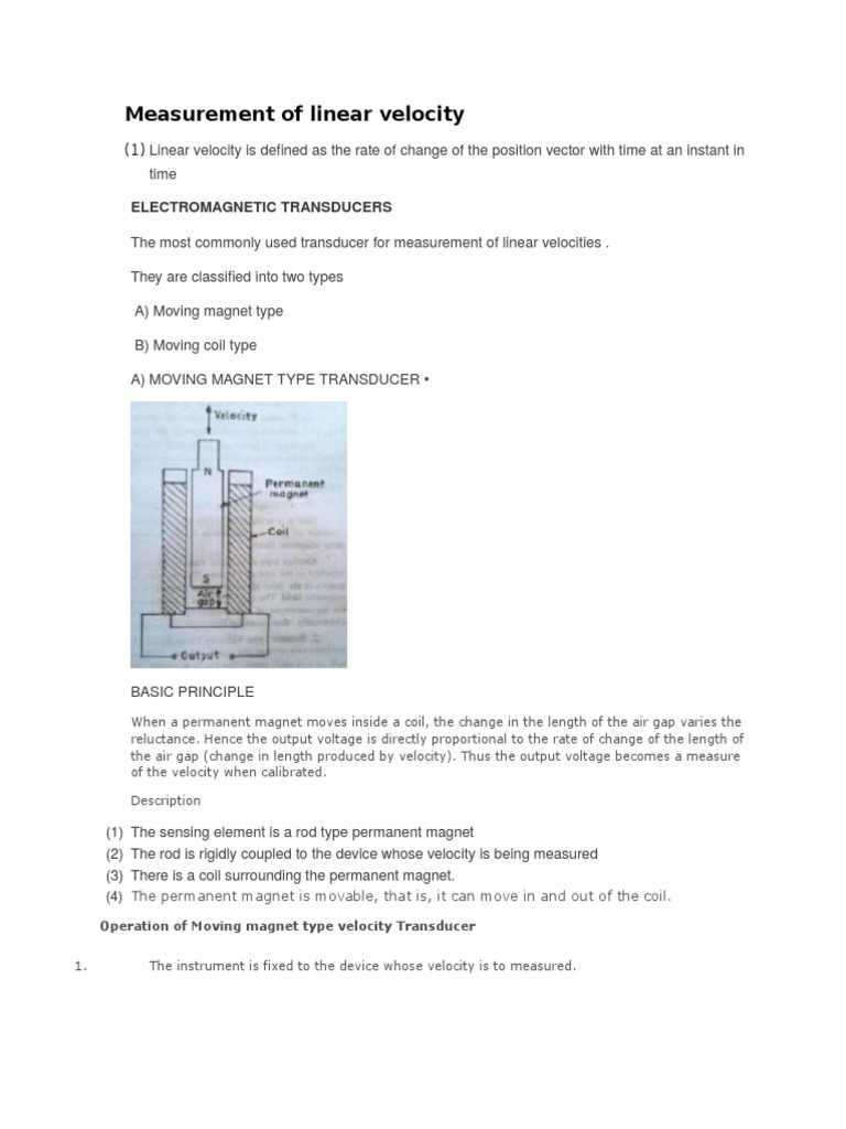 Linear Velocity Measurement with Transducers | PDF | Inductor | Magnet