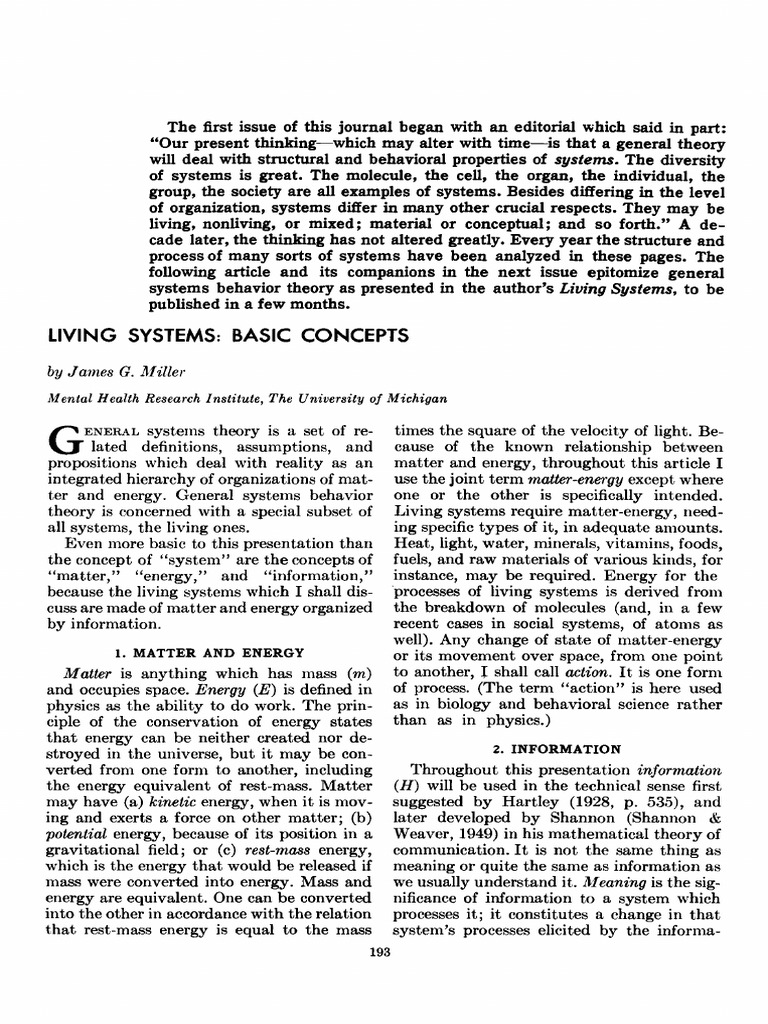 Living Systems | PDF | Entropy | Information