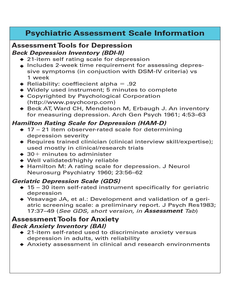 Psychiatric Assessment Scale Info | PDF | Psychiatry | Schizophrenia