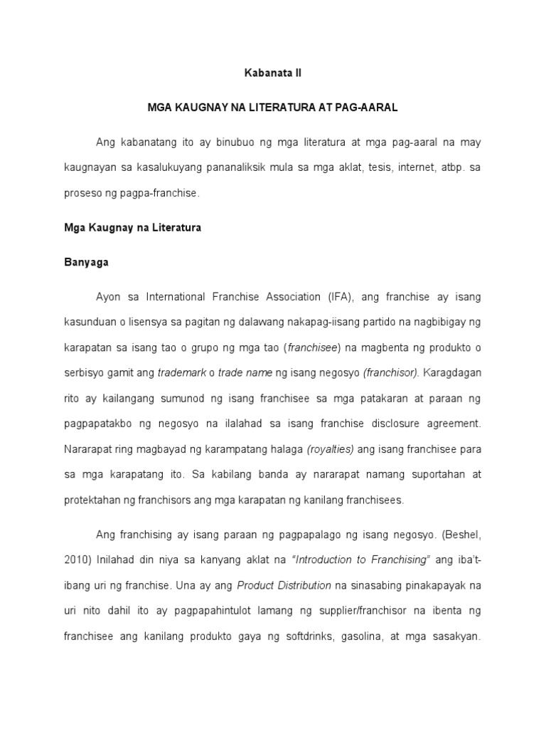 Example of Thesis RRL Example of Thesis RRL