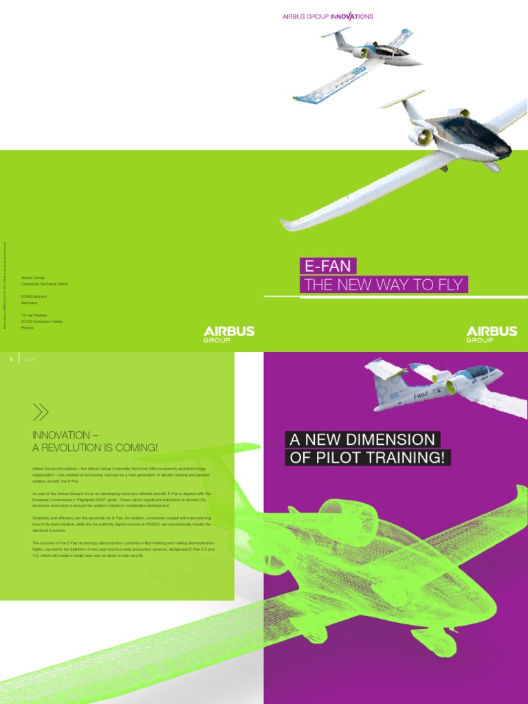 Airbus Group E-FAN Brochure 2015 En | Aircraft | Battery (Electricity)