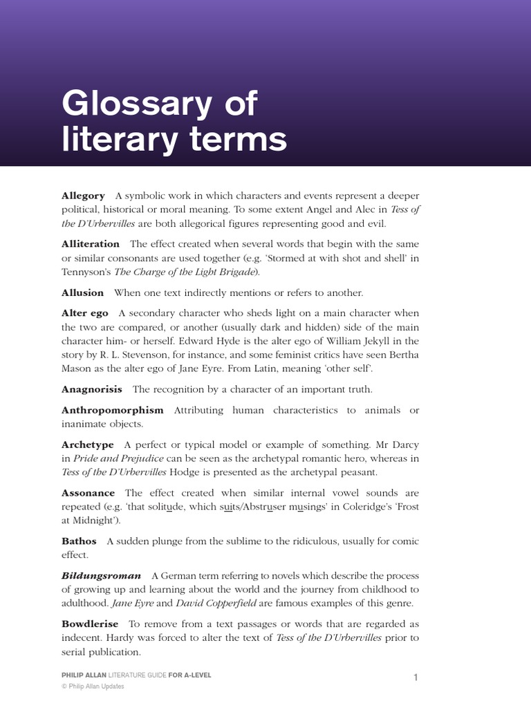 Glossary of Literary Terms | PDF | Narration | Rhyme