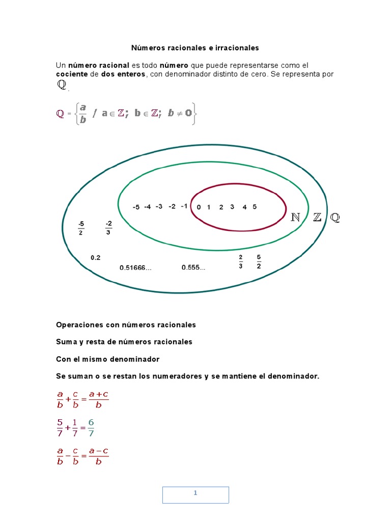 7. Números racionales e irracionales