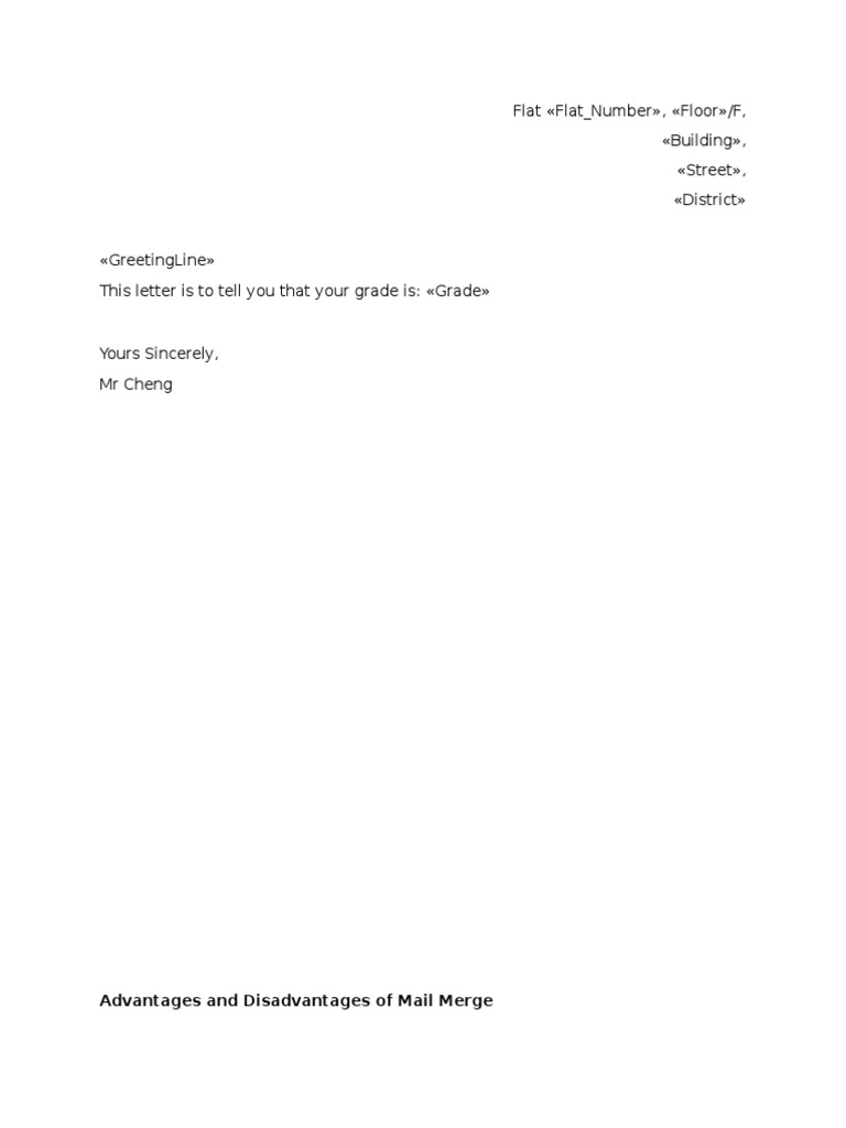 Mail Merge Advantages and Disadvantages | PDF Mail Merge Advantages and Disadvantages | PDF