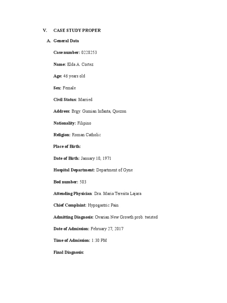 5 Case Study Proper and History of Present Illness | PDF | Medicine ...