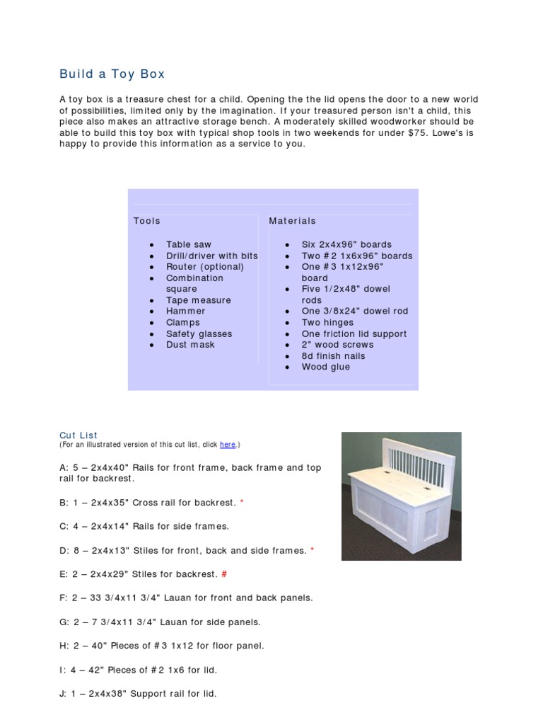 Build A Toy Box | PDF | Building Materials | Industrial Processes