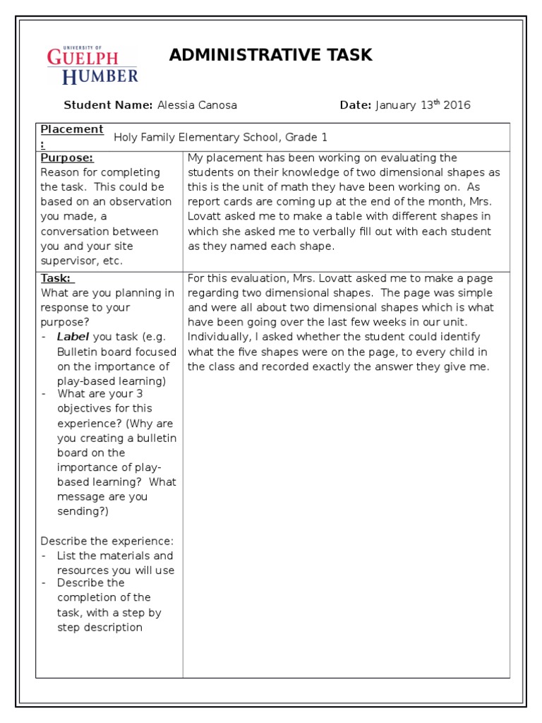 Elementary School Admin Task 1 | PDF