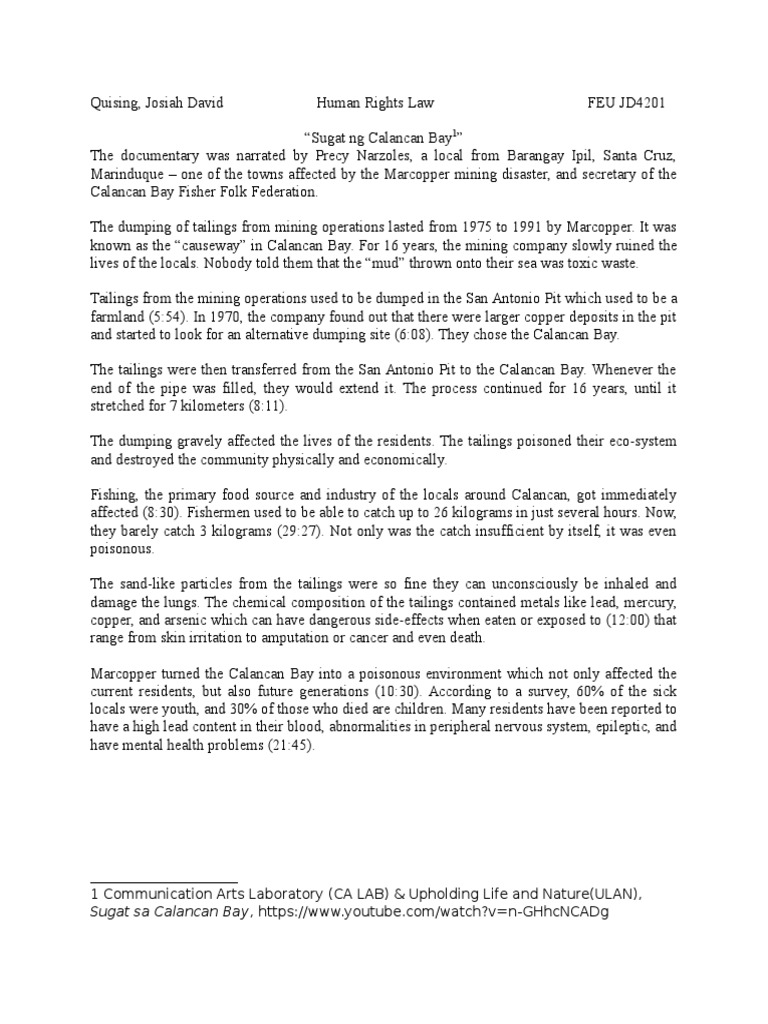Sugat Sa Calancan Bay | PDF
