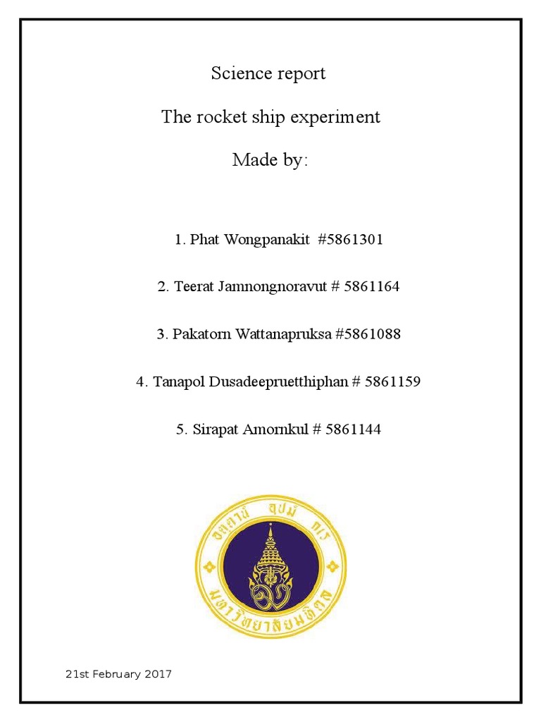 Science Report The Rocket Ship Experiment Made by | PDF | Mole (Unit ...
