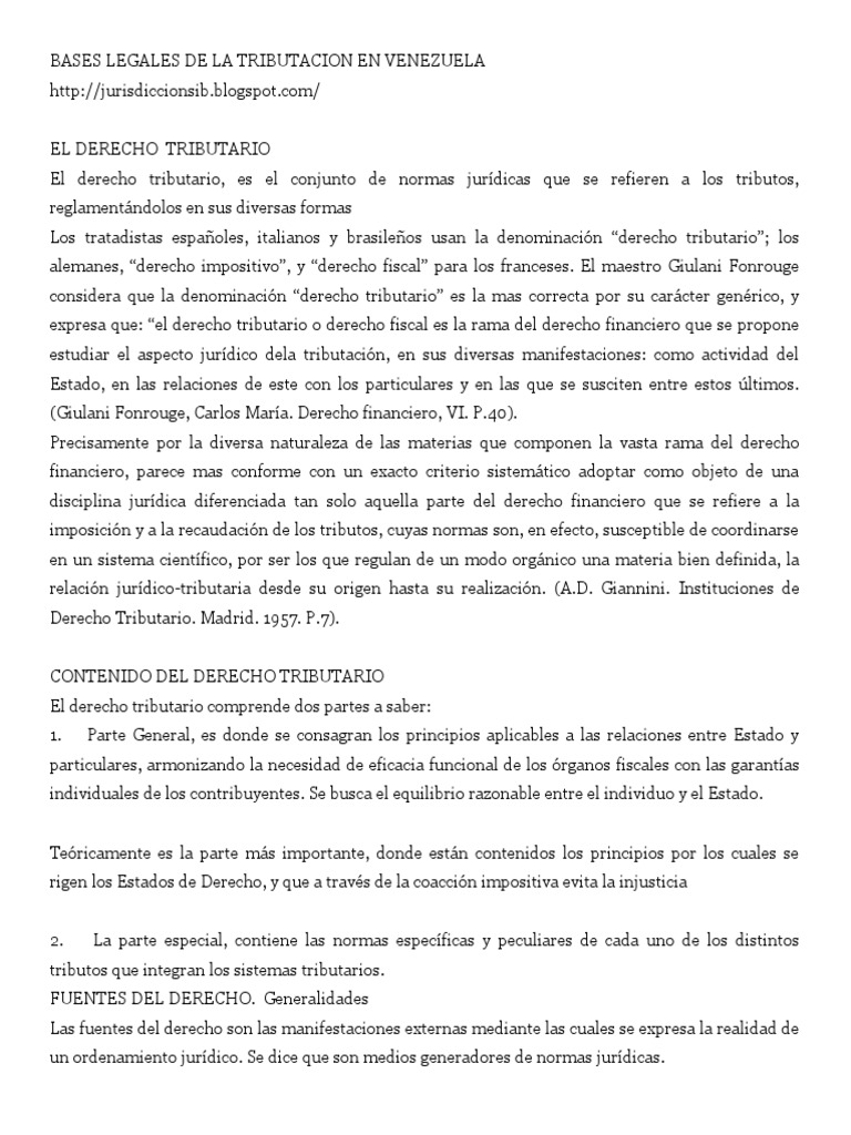 Bases Legales de La Tributacion en Venezuela | PDF | Fuentes del ...