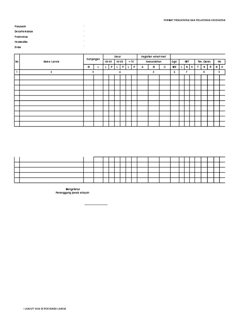 Form Pencatatan Dan Pelaporan PKM & Posyandu Gabungan | PDF