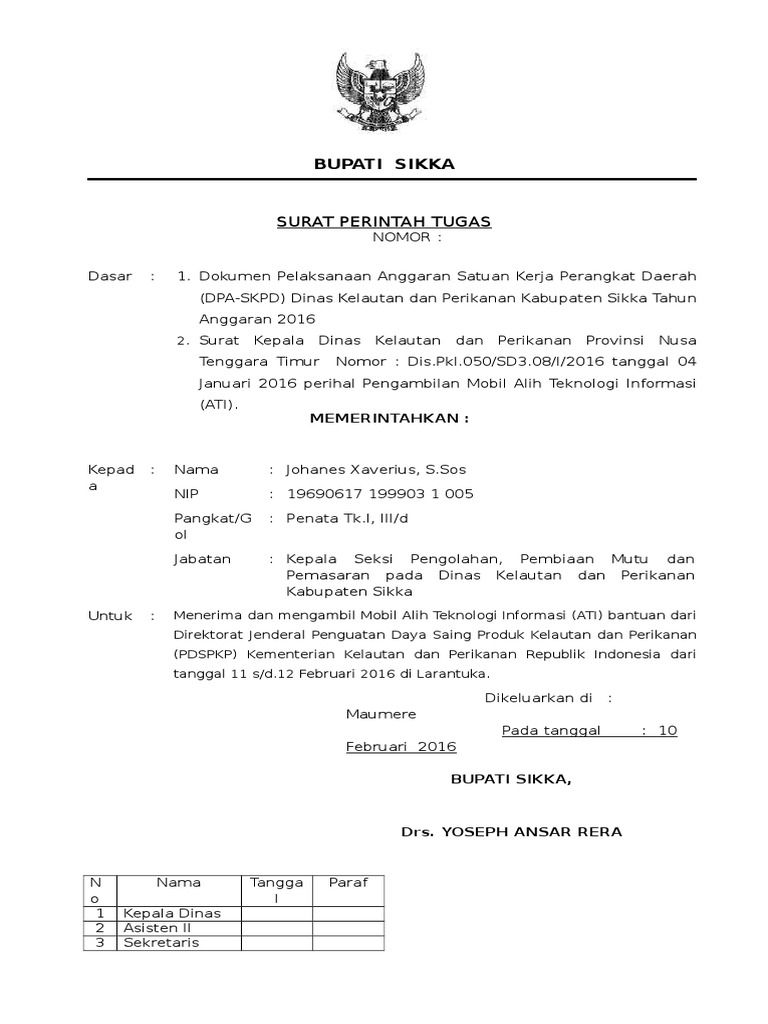 Surat Tugas Bupati | PDF