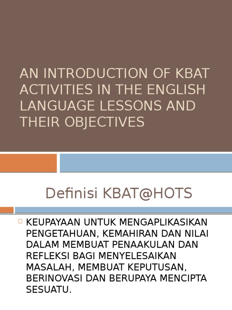 An Introduction of KBAT Activities in The English | PDF | Learning ...