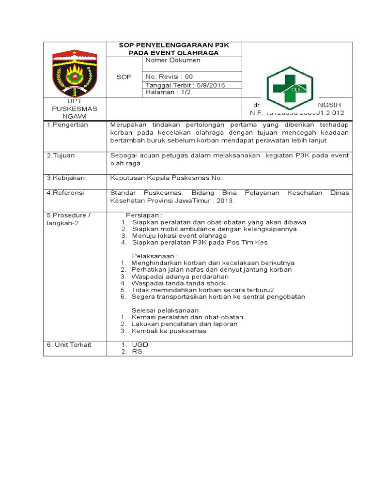SOP P3K pada Event Olahraga | PDF