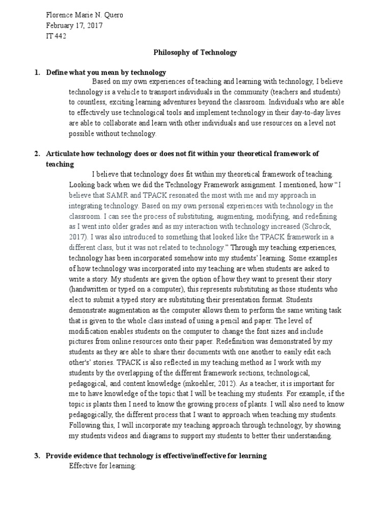 Philosophy of Technology-1 | PDF | Classroom | Teachers