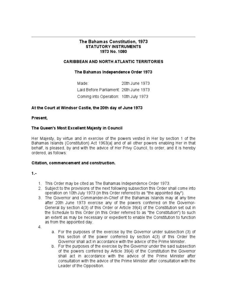 Bahamas Constitution | PDF | Citizenship | Court Of Appeal Of Singapore