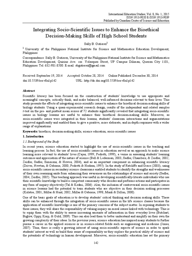 Integrating Socio-Scientific Issues PDF | PDF | Science Education | Science