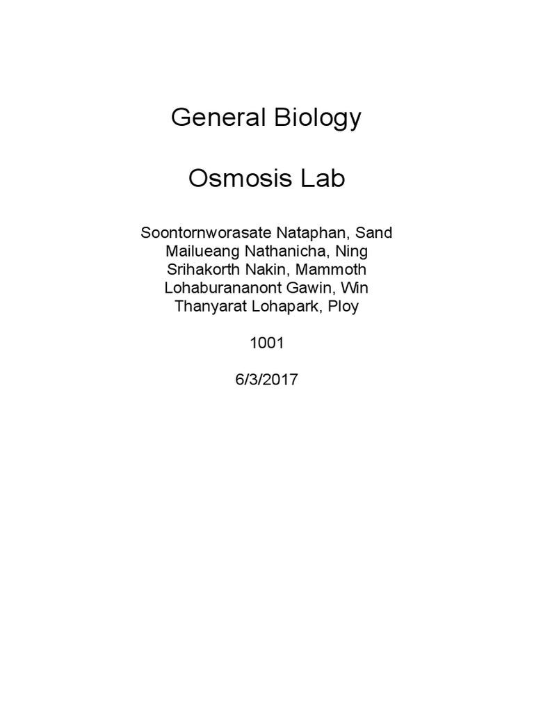 General Biology Osmosis Lab | PDF | Osmosis | Cell Biology