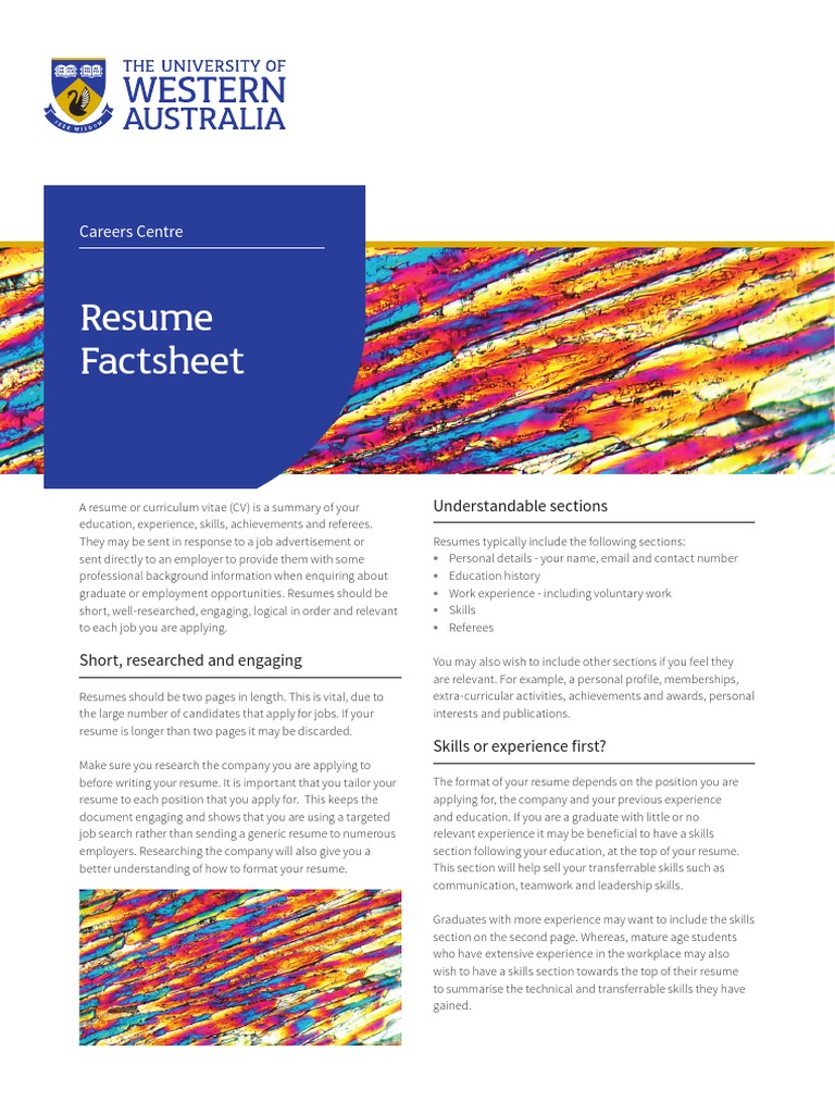 Resume Factsheet | PDF | Résumé | Learning