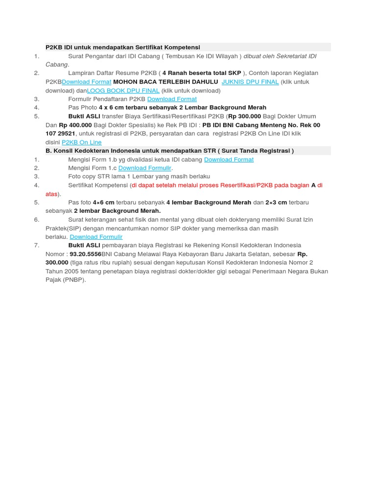 P2KB IDI Untuk Mendapatkan Sertifikat Kompetensi | PDF