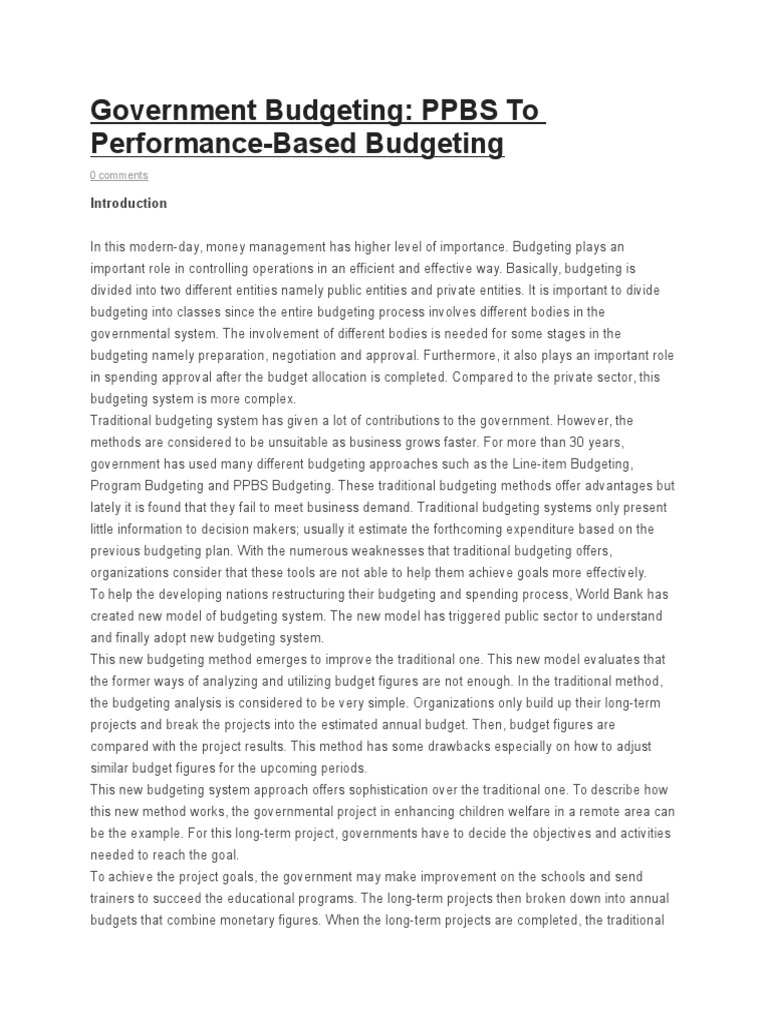 Government Budgeting PPBS To Performance-Based Budgeting | PDF ...