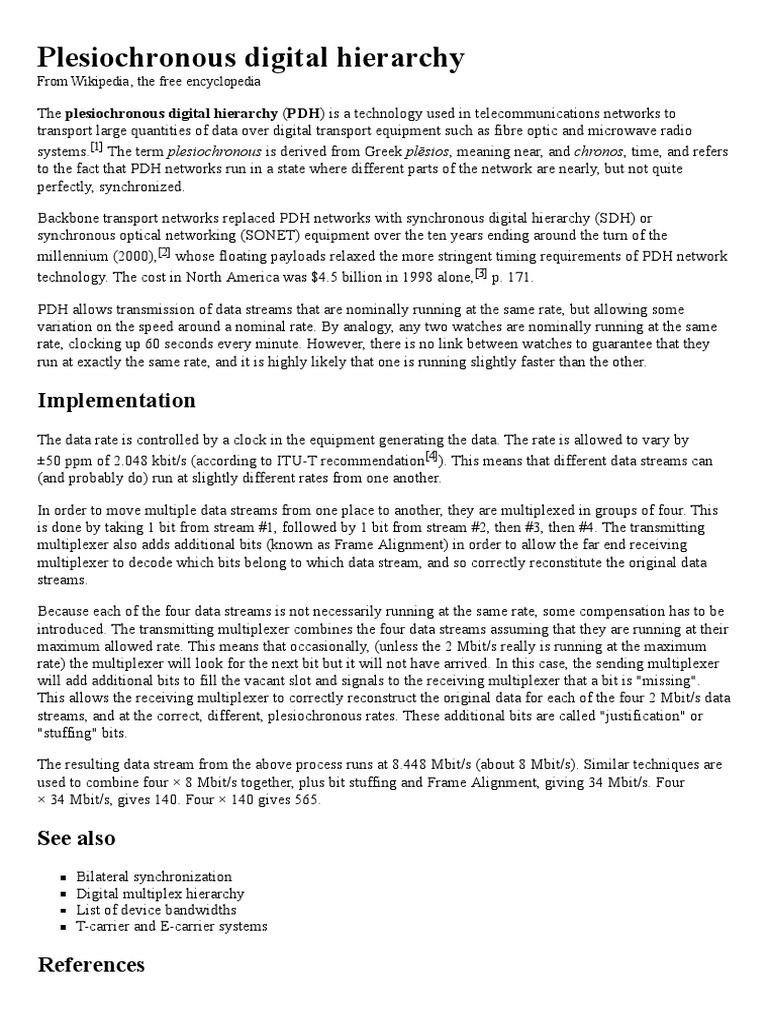 Plesiochronous Digital Hierarchy - Wikipedia | PDF | Computer Data ...