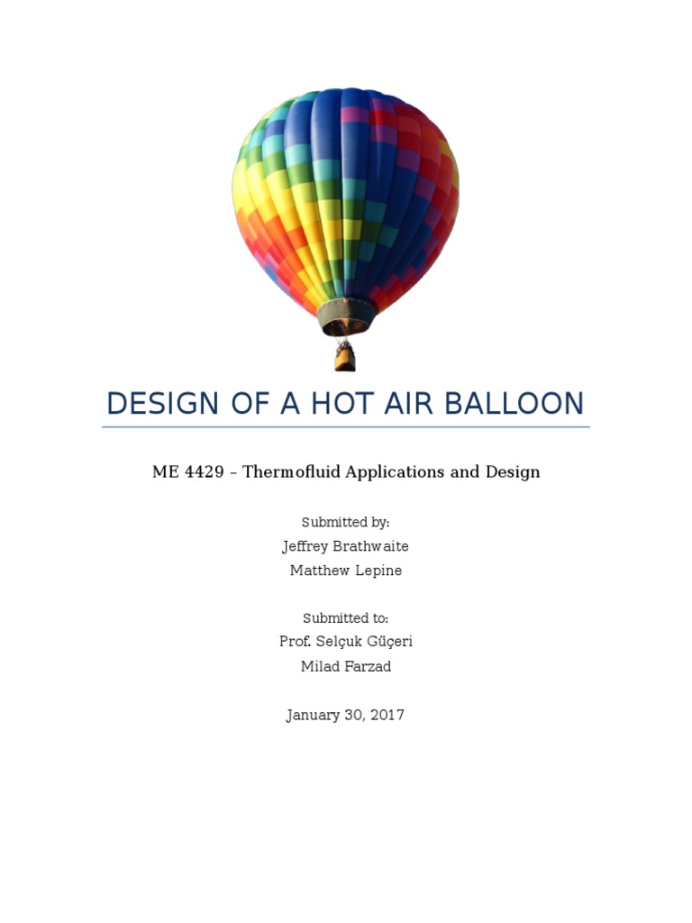 Homework 1 - Design of A Hot Air Balloon | PDF | Atmosphere Of Earth ...