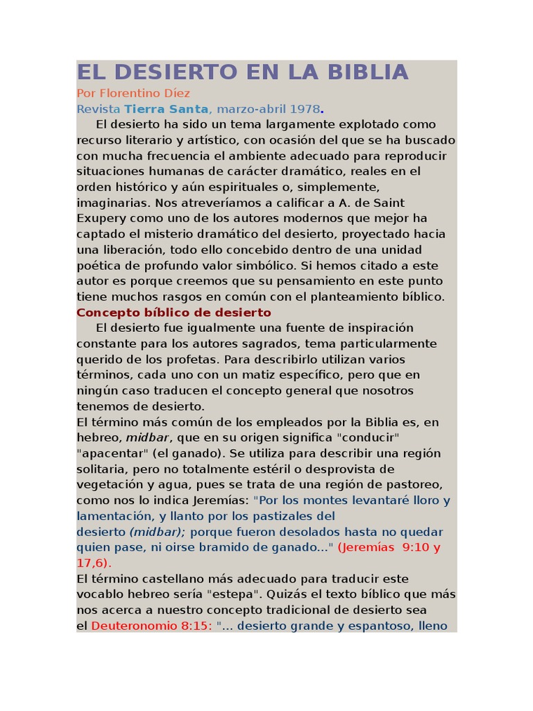 El Desierto en La Biblia | PDF | Juan el Bautista | Cristianismo