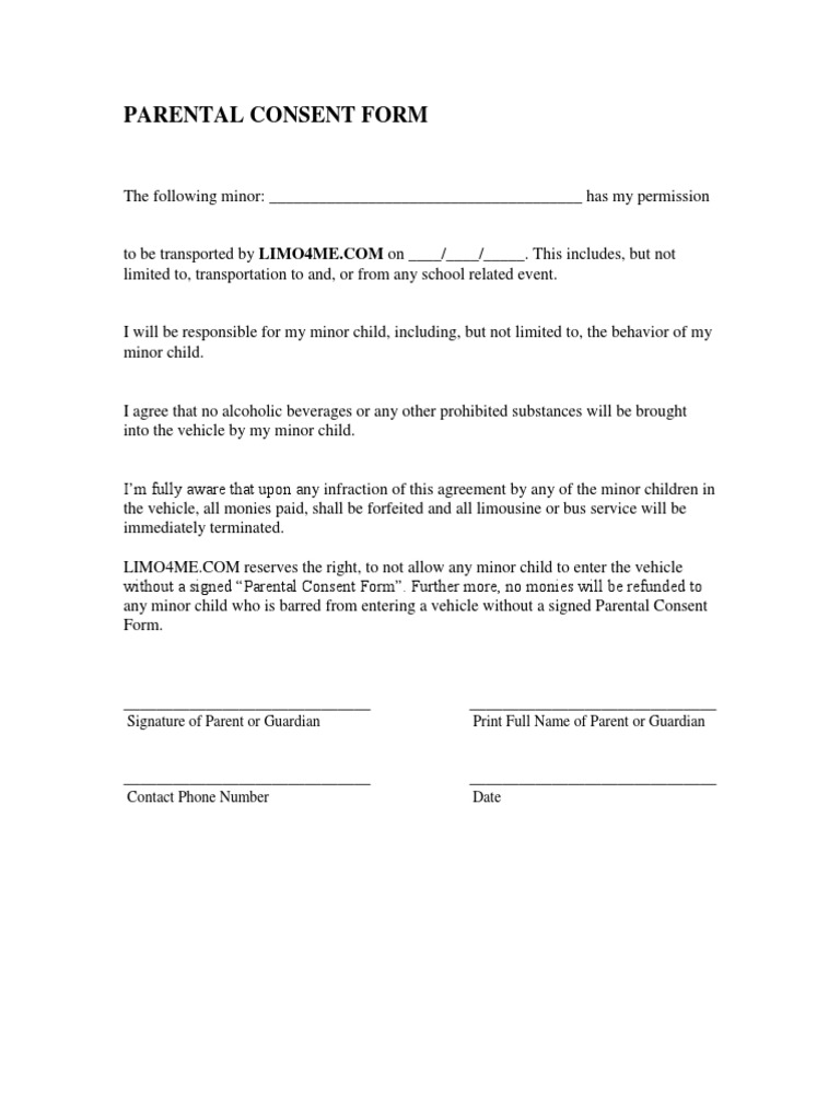 Parental Consent Form | Social Institutions | Society