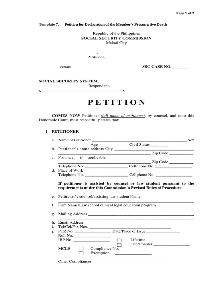 Sss Presumptive Death | Legal Education | Public Law