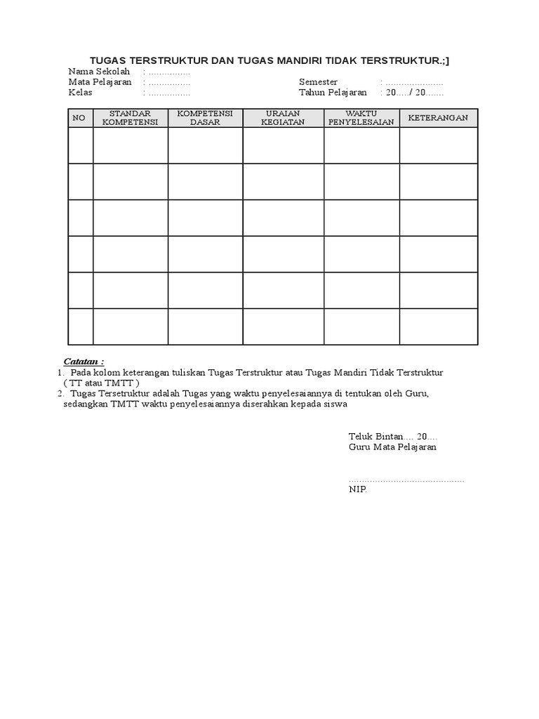 Format Tugas Terstruktur Dan Tidak Terstruktur Rev | PDF