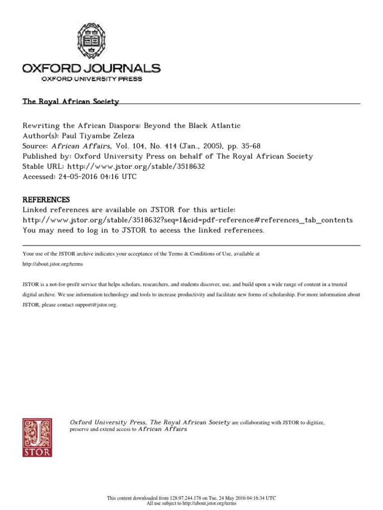 Rewriting The African Diaspora: Beyond The Black Atlantic | PDF ...
