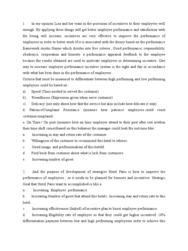 Hotel Paris The New Incentive Plan | PDF | Incentive | Employment