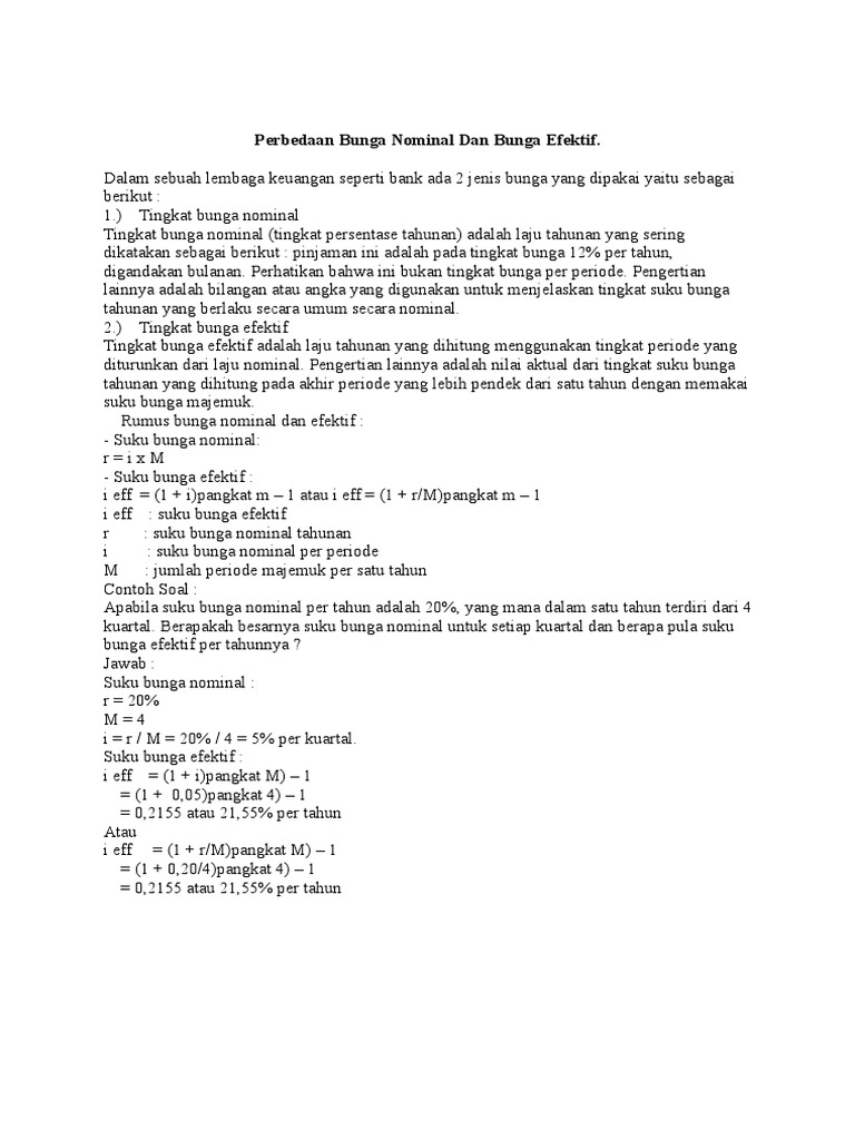 14+ Contoh Soal Bunga Nominal Dan Bunga Efektif Populer - Informasi ...