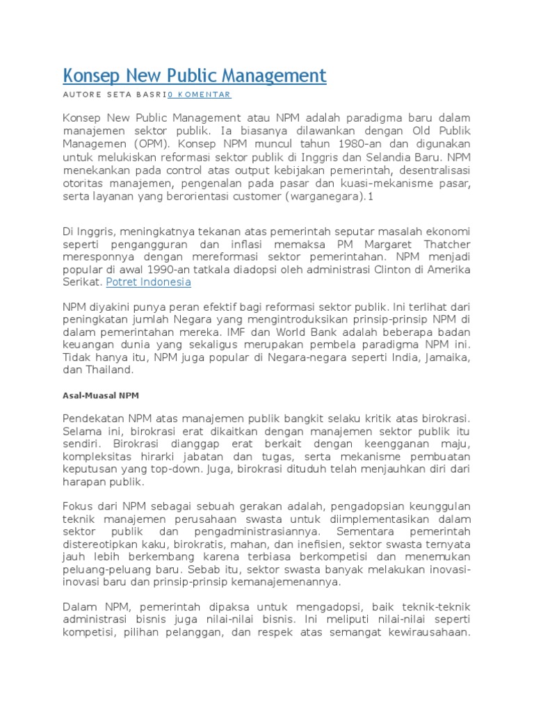 Konsep New Public Management | PDF