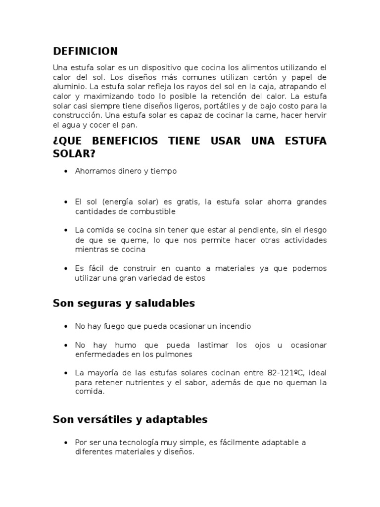 Estufas Solares: Tipos y Beneficios | PDF | Energía solar | Horno