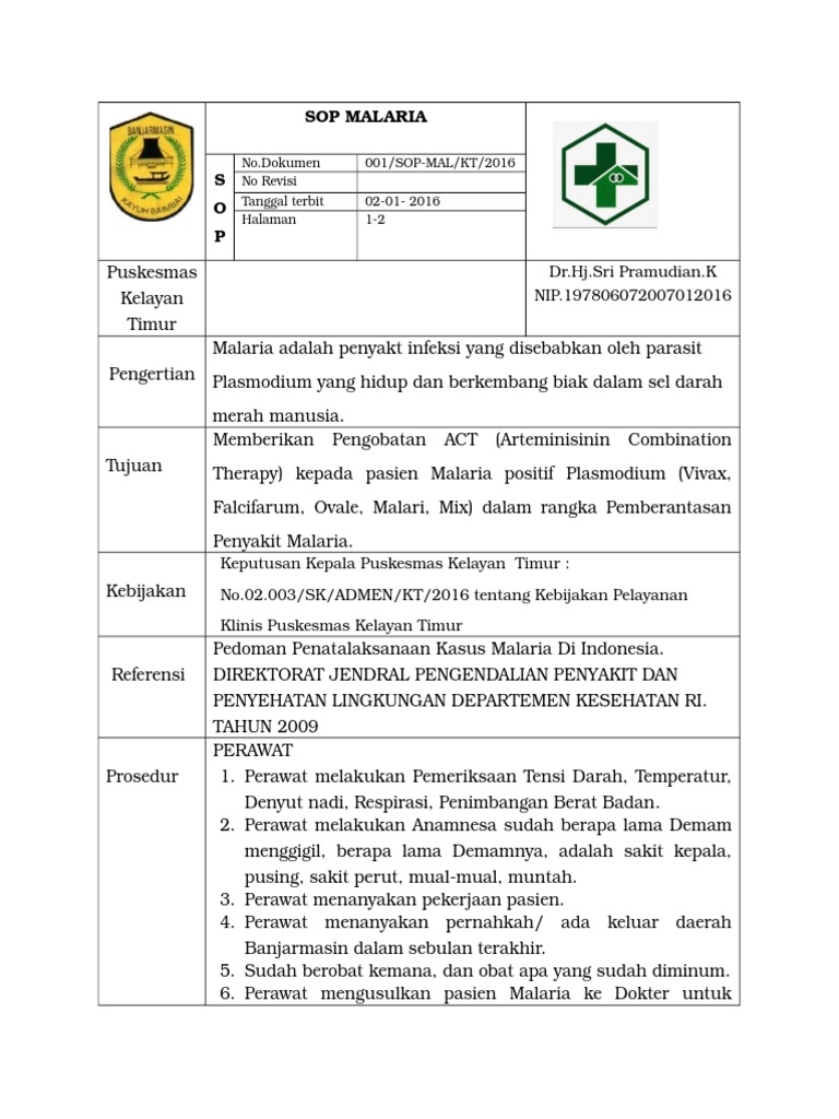Sop Malaria | PDF