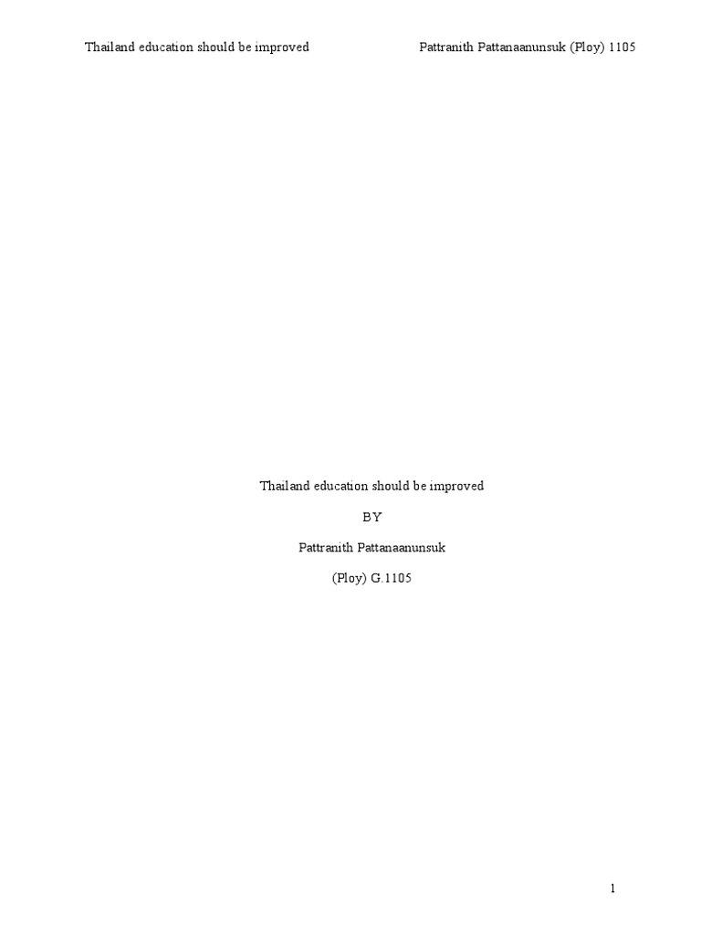 Essay Thailand Education Should Be Improved | PDF | Thailand ...
