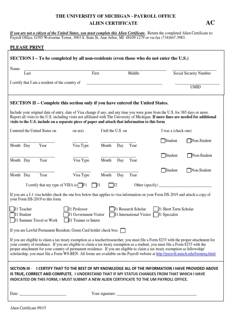 Alien Certificate | PDF