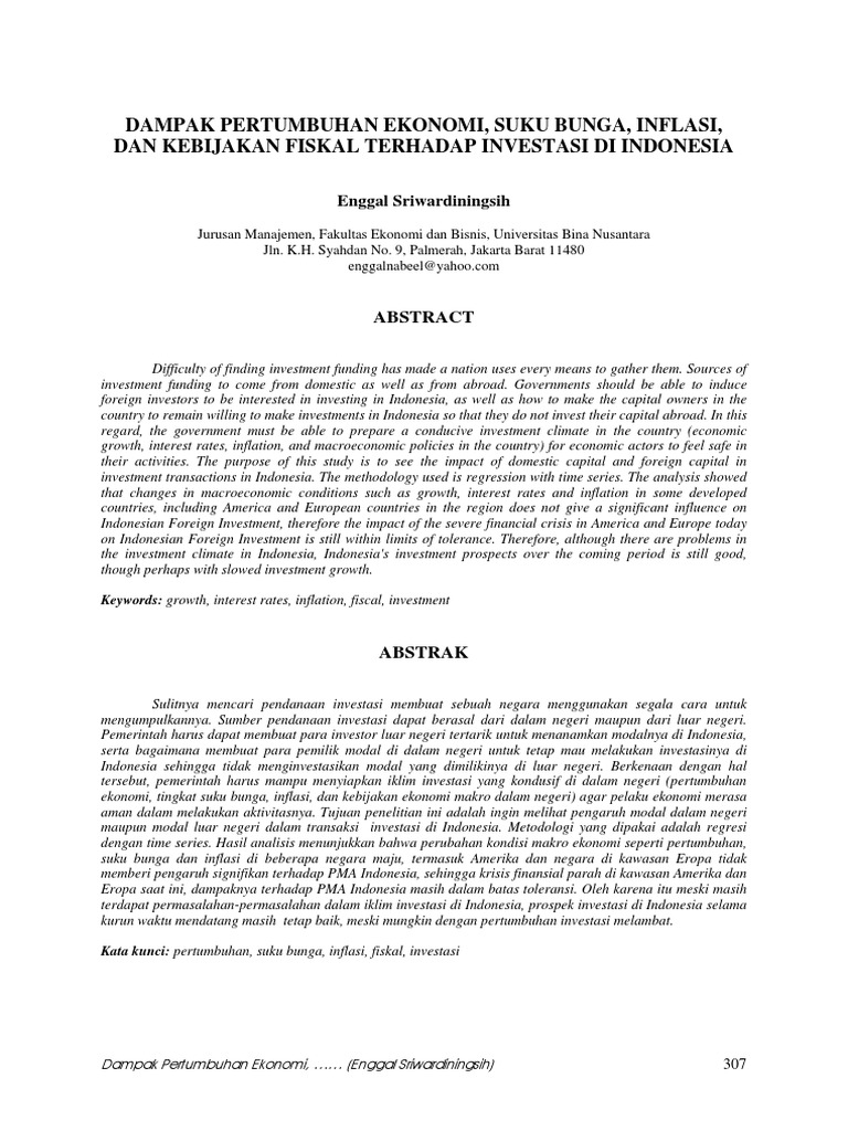 Dampak Pertumbuhan Ekonomi, Suku Bunga, Inflasi, Dan Kebijakan Fiskal ...