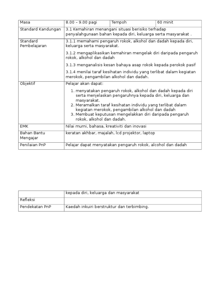 Contoh RPH Inkuiri - Penyalahgunaan Bahan