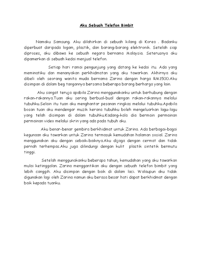 Aku Sebuah Telefon Bimbit Pdf