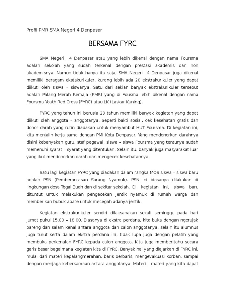 Profil PMR SMA Negeri 4 Denpasar | PDF
